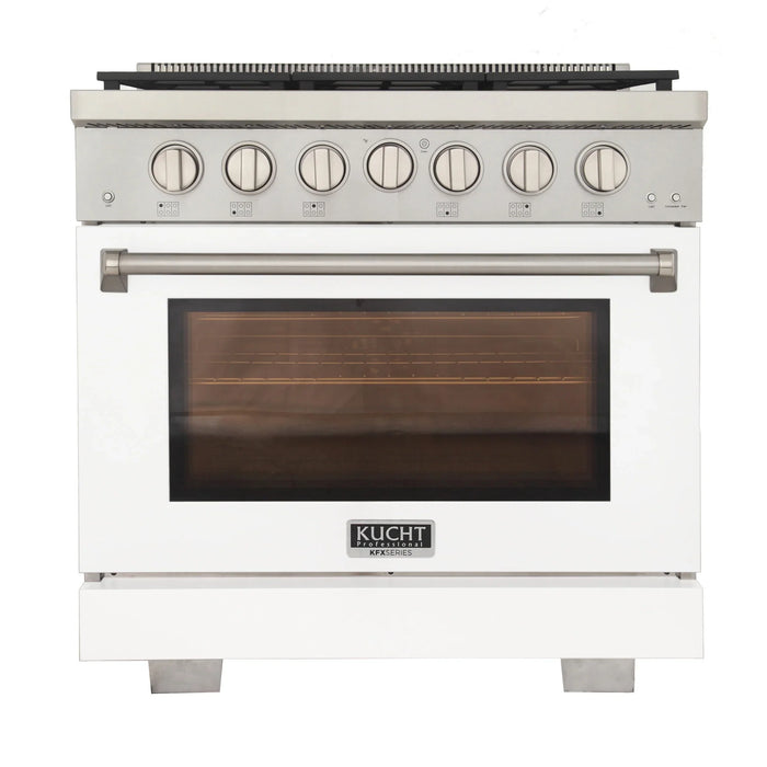 Kucht Professional 36-Inch 5.2 cu. ft. Gas Range in White with True Si ...