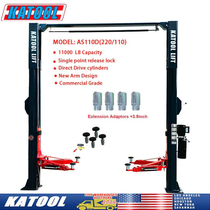 Katool KT-AS110D 11,000lbs Asymmetrical 2 Post Lift — West Beverly Bath